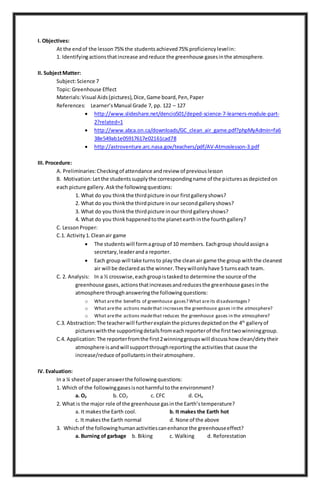 Greenhouse Effect Lesson Plan | DOCX