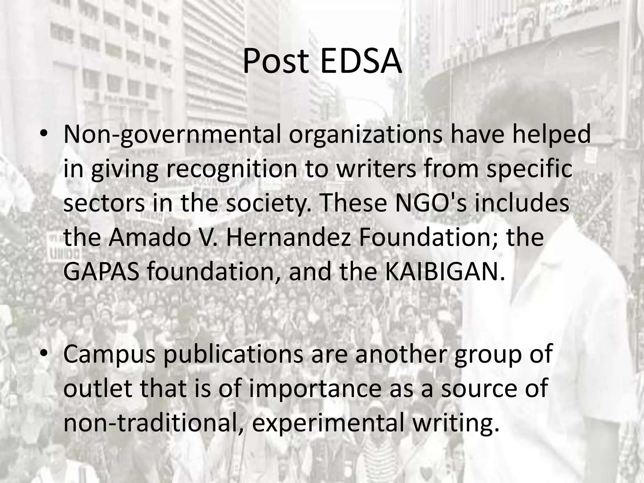 Literature after EDSA revolution | PPTX