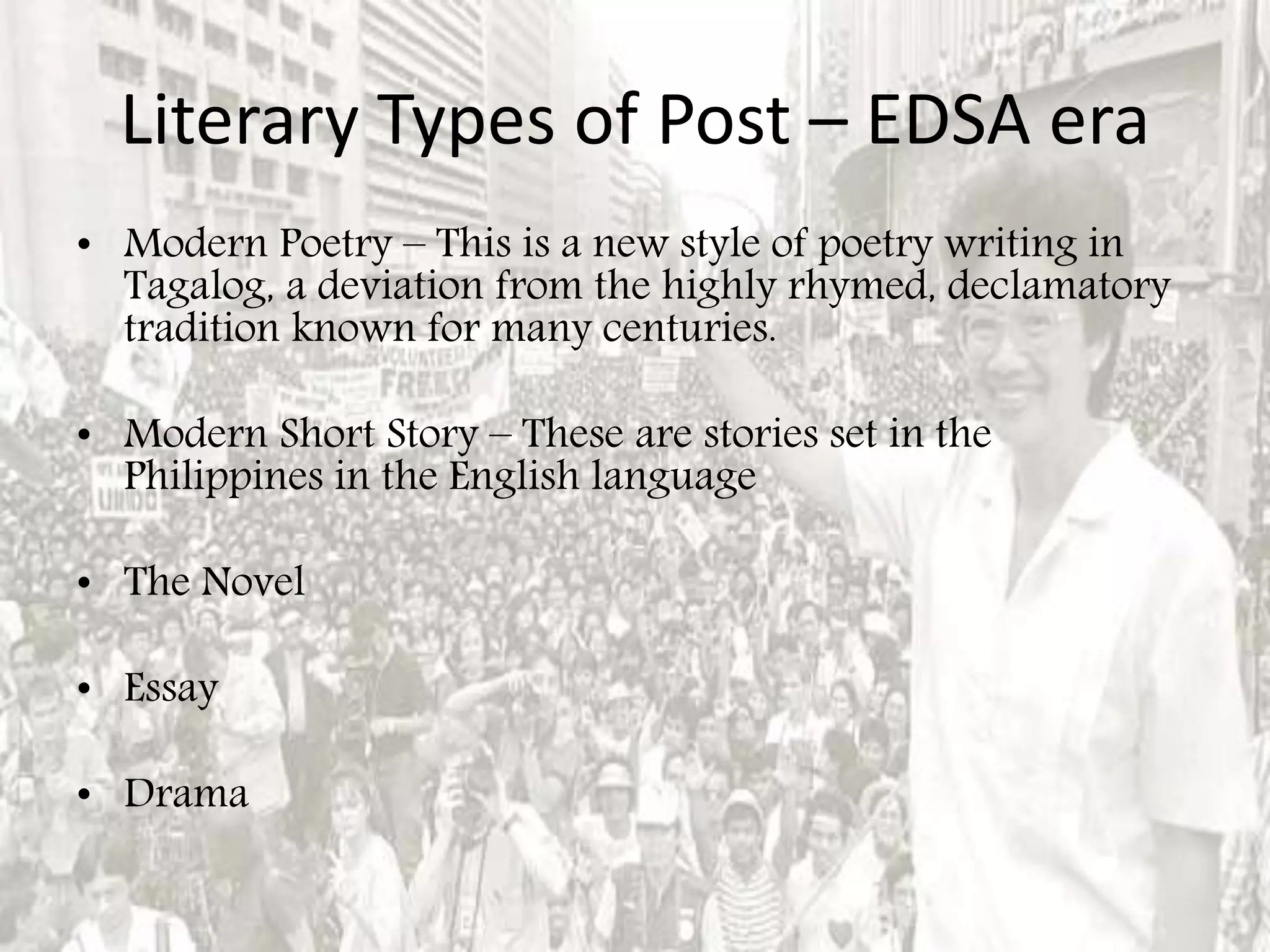 Literature after EDSA revolution | PPTX