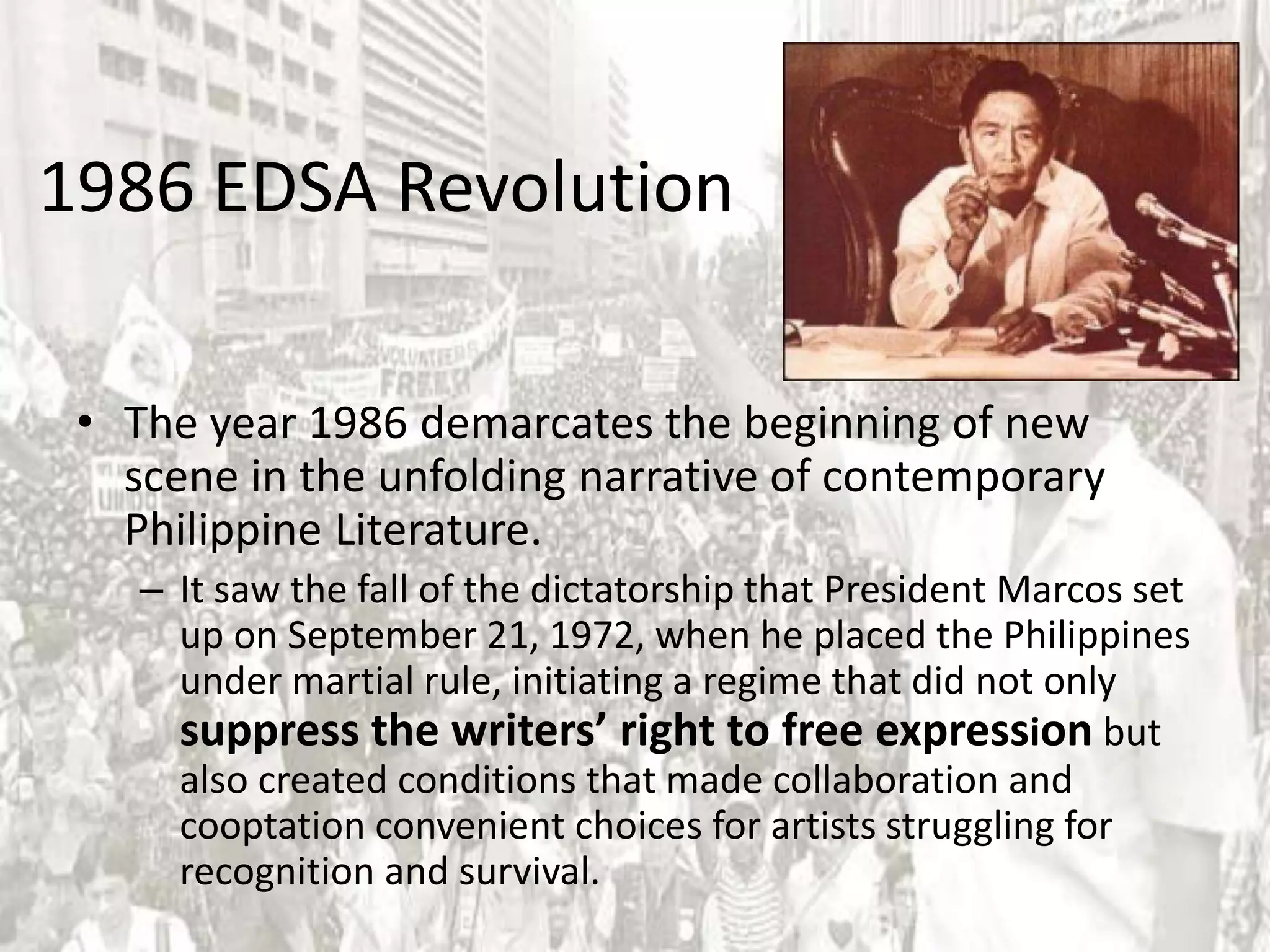 Literature after EDSA revolution | PPTX