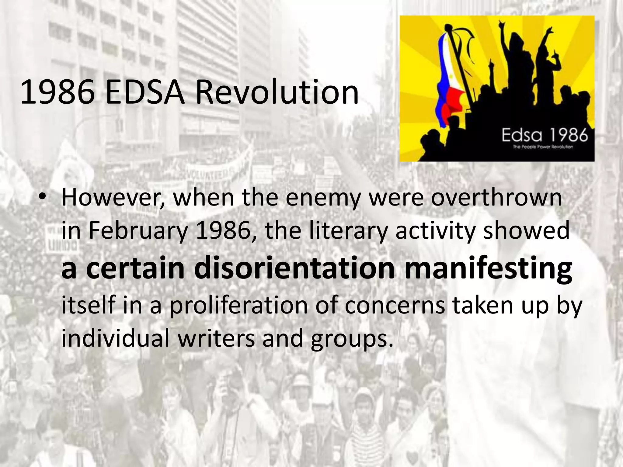 Literature after EDSA revolution | PPTX