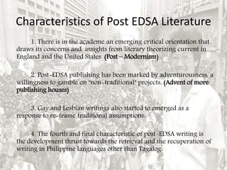 Literature after EDSA revolution | PPTX