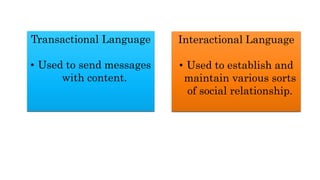 Transactional and Interactional Language | PPTX