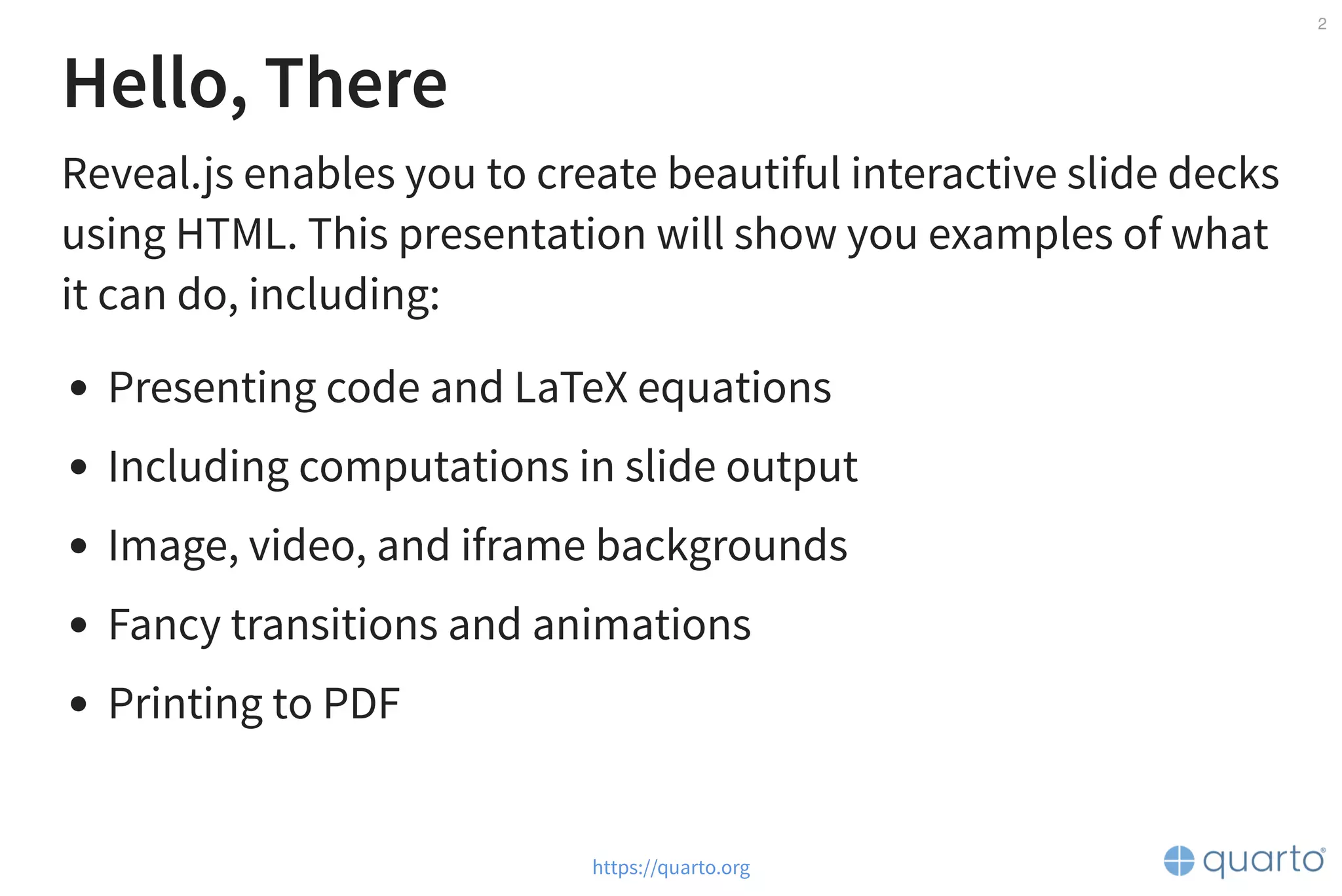 Quarto Presentations with Reveal.js