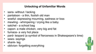 Power Point Presentation of The Seven Ages of Man by William ...