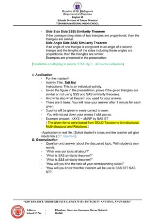 Triangle Congruence Third Quarter Demo Teaching | DOCX