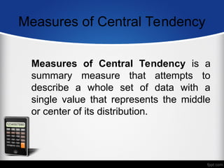 Measures of Central Tendency Ungrouped Data | PPT