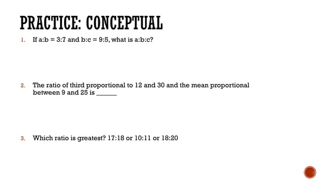 Ratio, proportion, percentages practice questions | PPTX