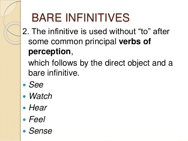 Demo bare infinitives