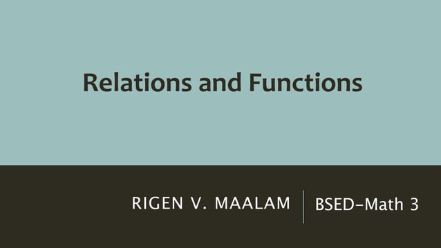 Relations and Functions | PPT