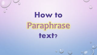 Demo paraphrasing/summarizing | PPTX