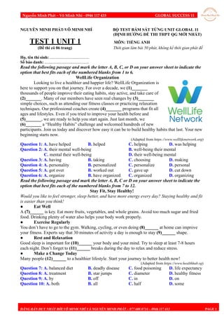 Bài tập bám sát từng unit global success lớp 10 11 12 form 2025 | PDF