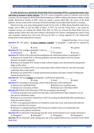 Bài tập bám sát từng unit global success lớp 10 11 12 form 2025 | PDF