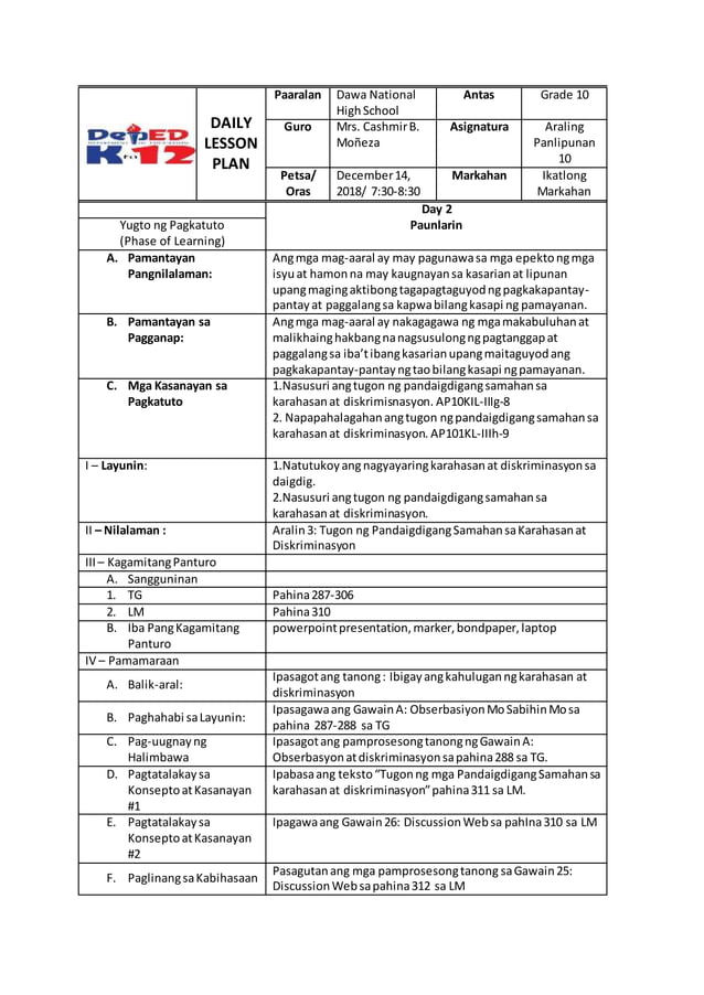 DLP Sample COT | DOCX