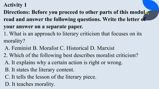 Demo 5 Moralist Approach.pptx jjgalefmksdfksmfl | PPTX