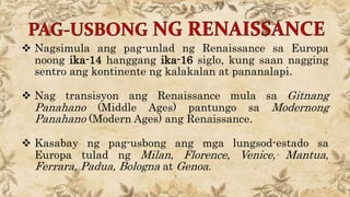 Pag-Usbong ng Renaissance - Araling Panlipunan | PPTX