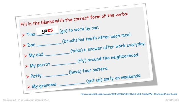 Simple present - 3rd person affirmative | PPTX