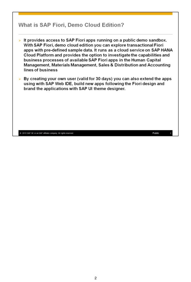 Sap Fiori Demo Cloud Edition