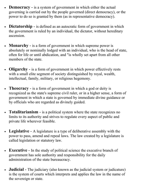 Types of Governments | PDF