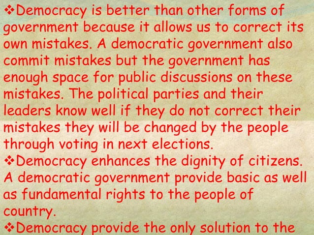 Features of Democracy with merits and demerits | PPTX