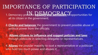 Democracy: democratic practices in Philippines | PPTX