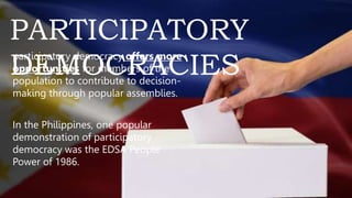 Democracy: democratic practices in Philippines | PPTX