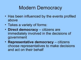 CHV 2O - Civics grade 10 (Ontario) Democracy: A brief History.ppt