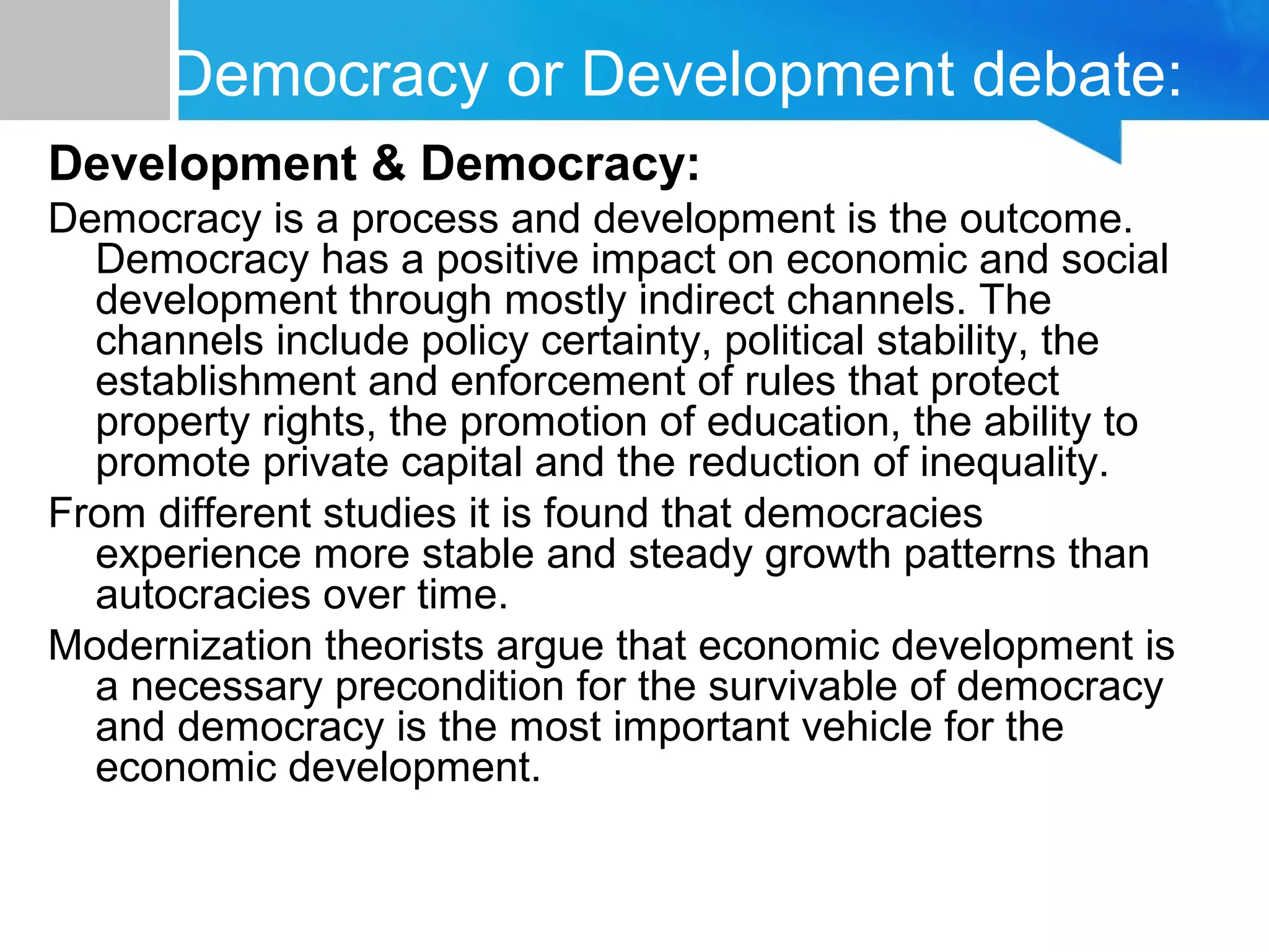 Democracy and development debate | PPT