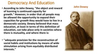 Democracy and education ppt ayesha kiran | PPTX