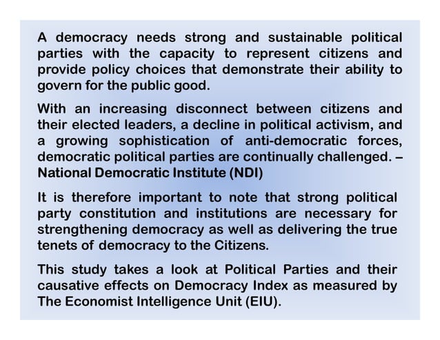 Democracy index and political parties | PDF