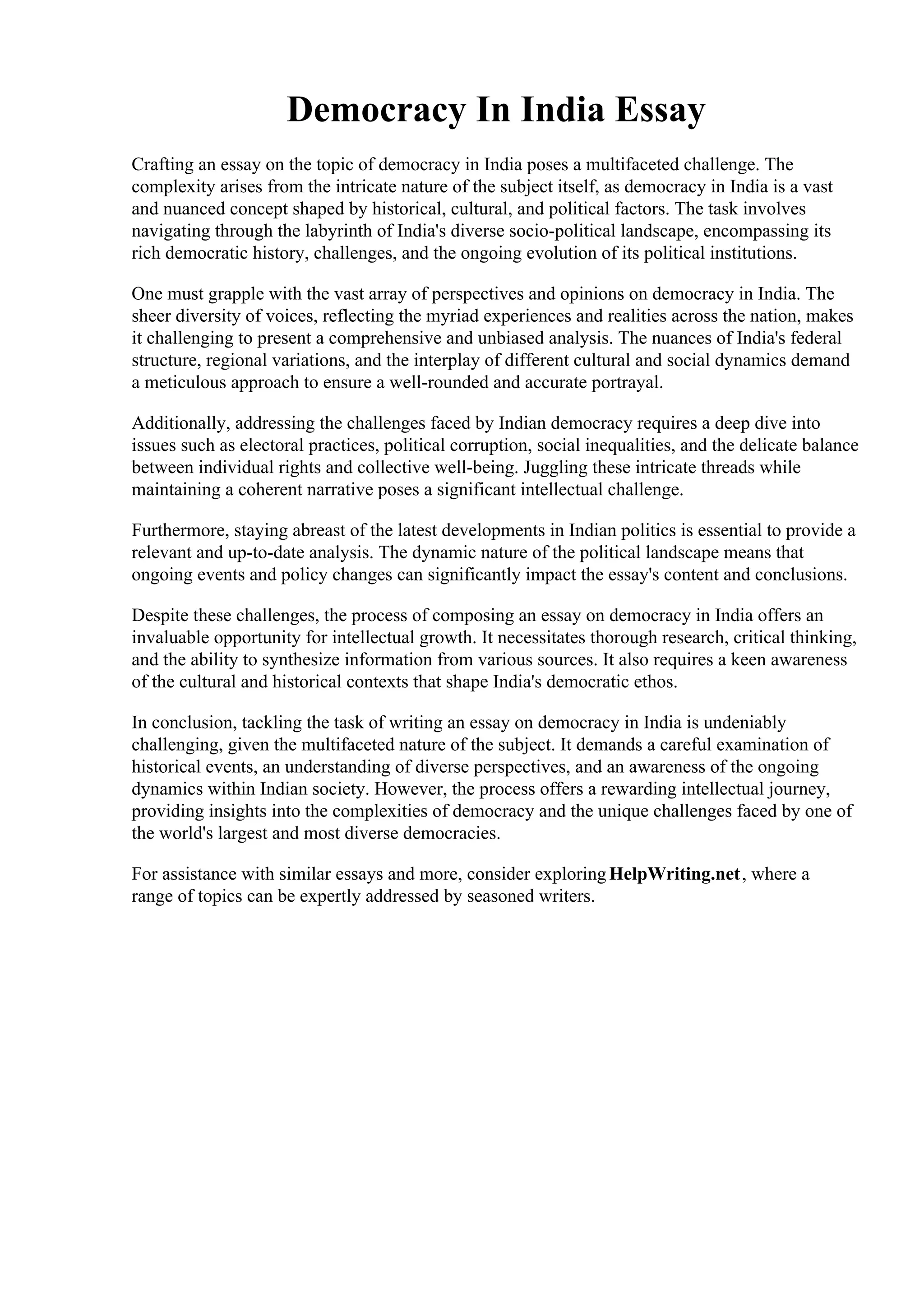 Democracy In India Essay.pdf