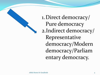 Democracy in the Contemporary period, DP class 9 | PDF