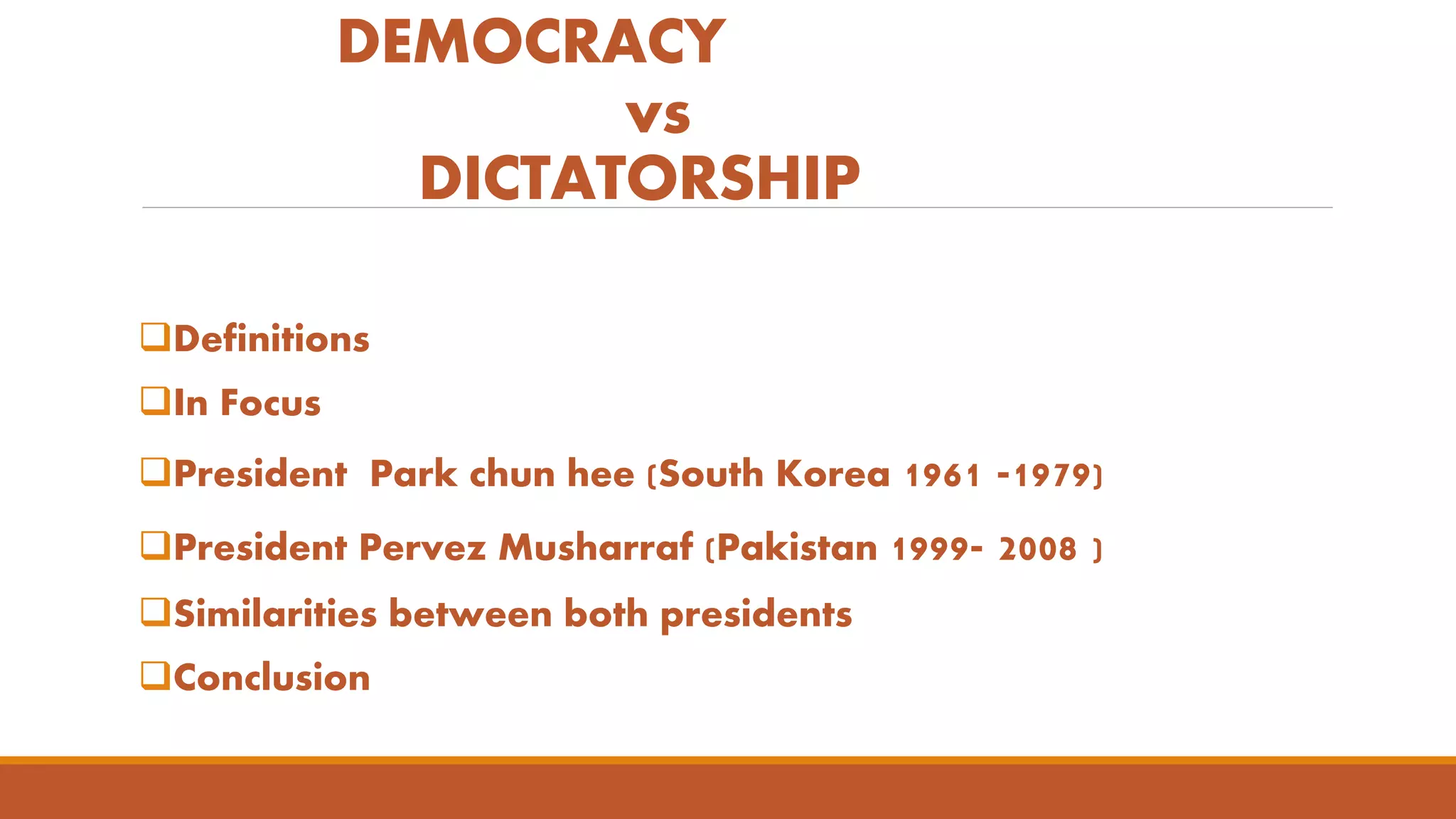 Democracy vs Dictatorship | PPTX