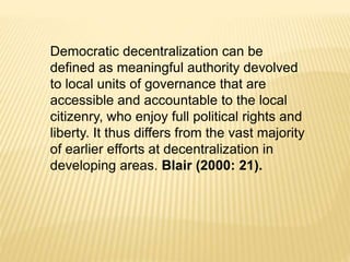Democratic decentralization | PPTX