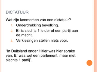 Democratie, rechtsstaat en dictatuur | PPT
