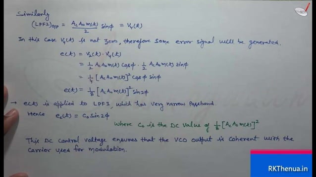 Demodulation of dsb sc costas receiver | PPTX