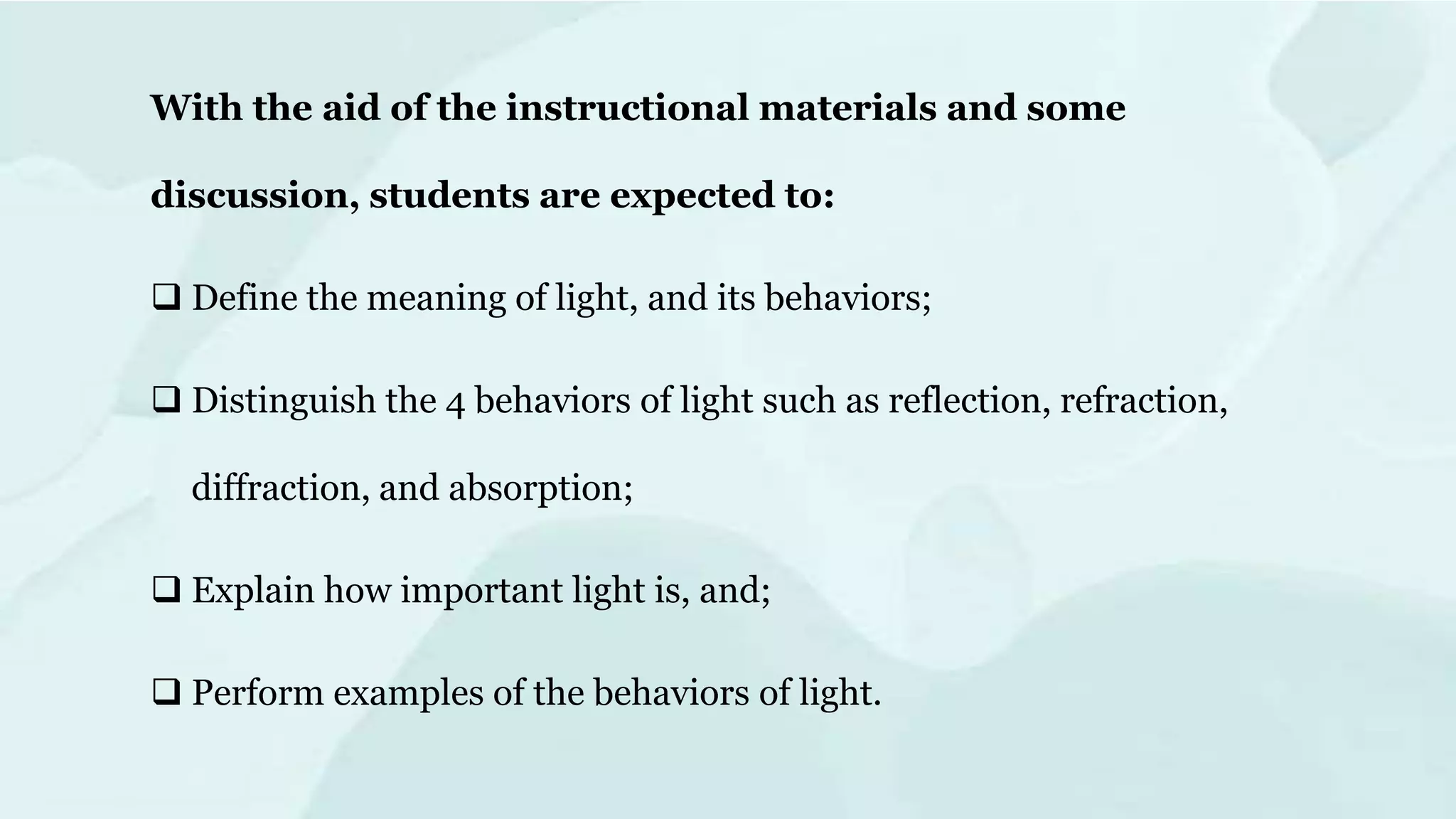 Introduction and Behavior of Light | PPTX