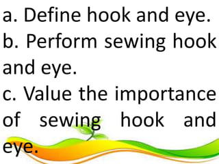 SEWING HOOK AND EYE | PPTX