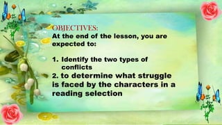 powerpoint presenatation for grade 7 on the types of conflict | PPTX