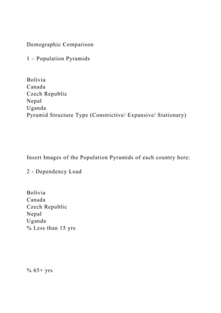 Demographic Comparison1 – Population PyramidsBolivia C.docx | Science