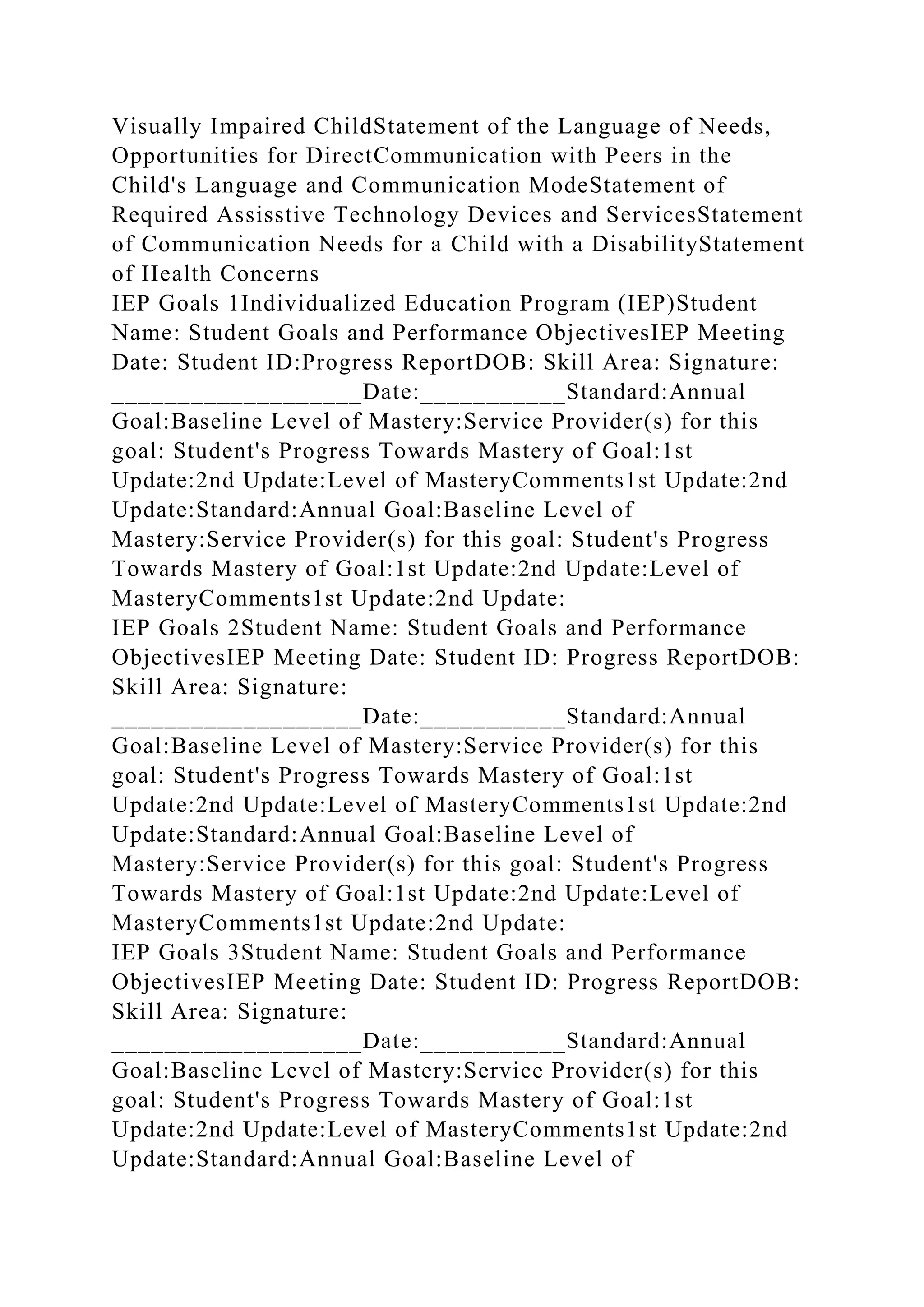 Demographic InformationIndividualized Education Program (IEP)Stude.docx