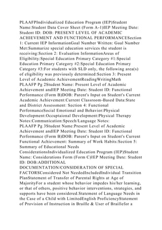 Demographic InformationIndividualized Education Program (IEP)Stude.docx ...