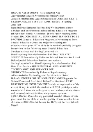 Demographic InformationIndividualized Education Program (IEP)Stude.docx ...