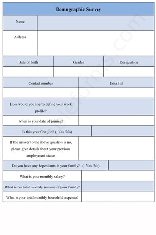 Demographic Survey Fillable PDF Template | PDF