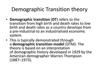 Demographic transition theory and Optimum Population | PPT
