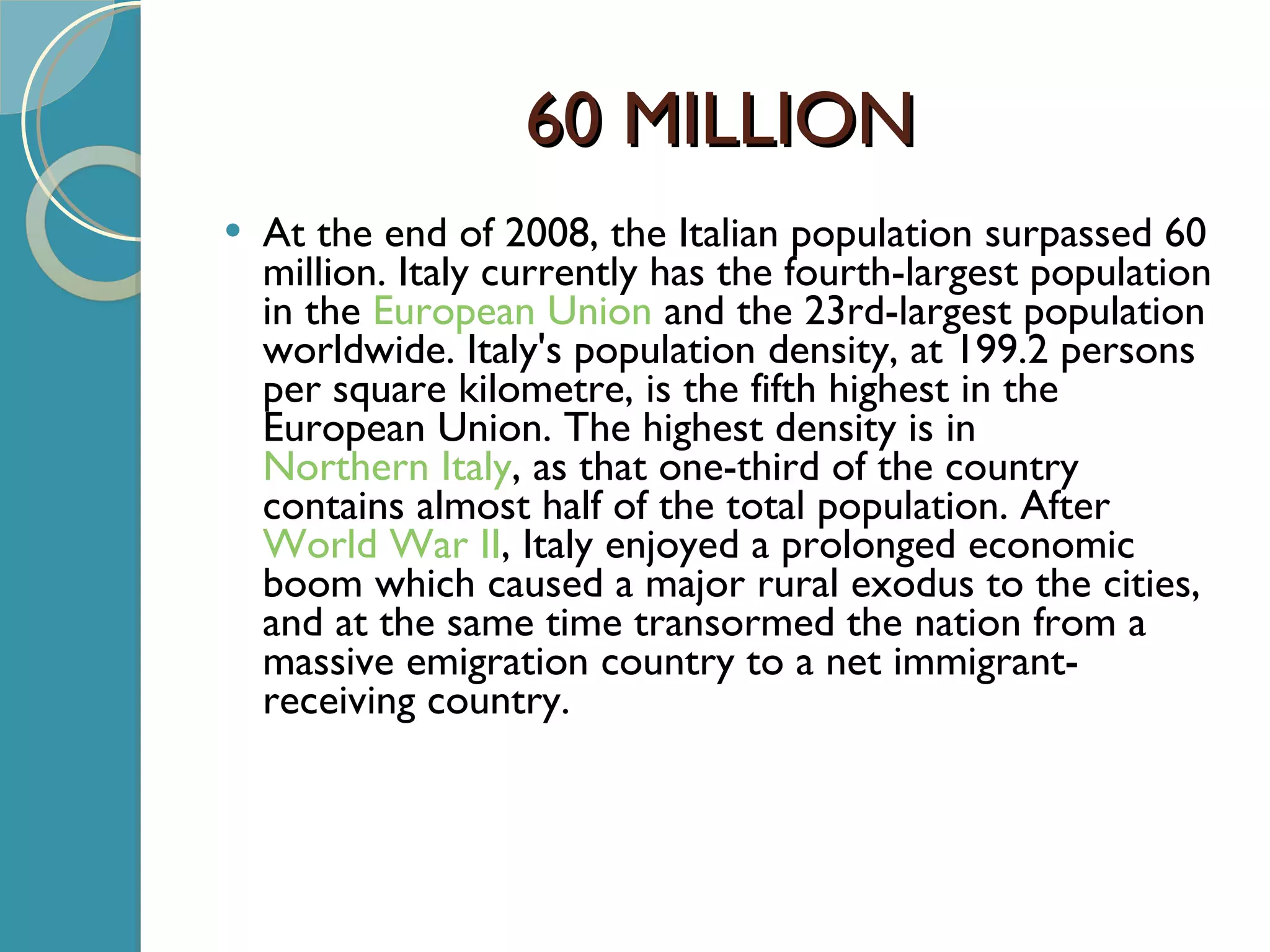 Demography of Italy | PPT