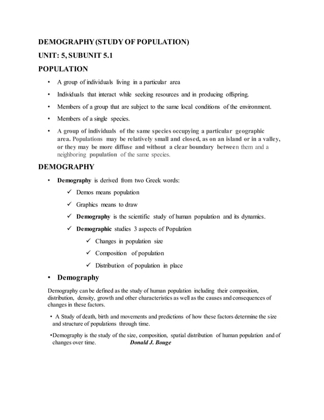 Demography,unit 5 | PDF