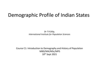 Demograpic profile of indian states presentation | PDF
