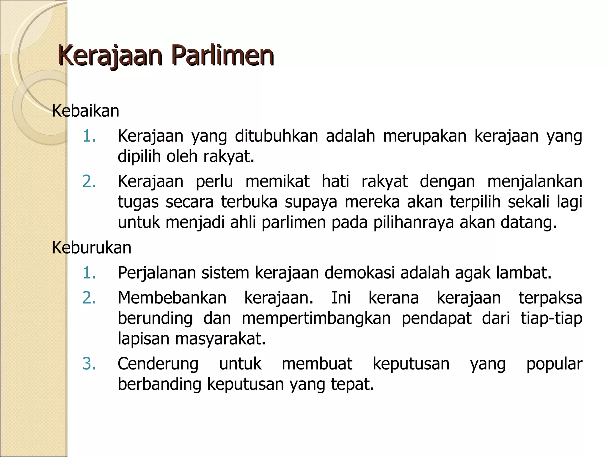 Demokrasi berparlimen bab 10 | PPT