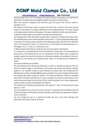 Demolding angle and product wall thickness design | PDF | Woodworking ...